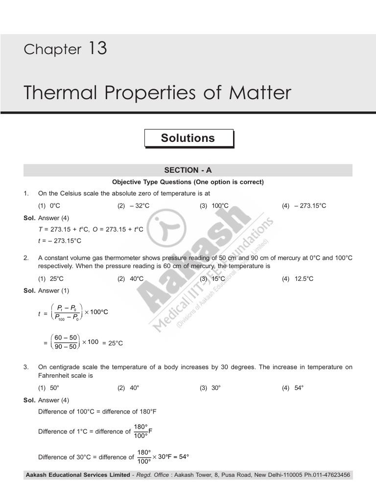 THERMAL properties of Matter | PDF | Thermal Expansion | Heat Capacity