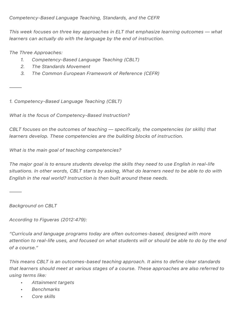 Competency-Based Language Teaching Overview | PDF | Learning ...