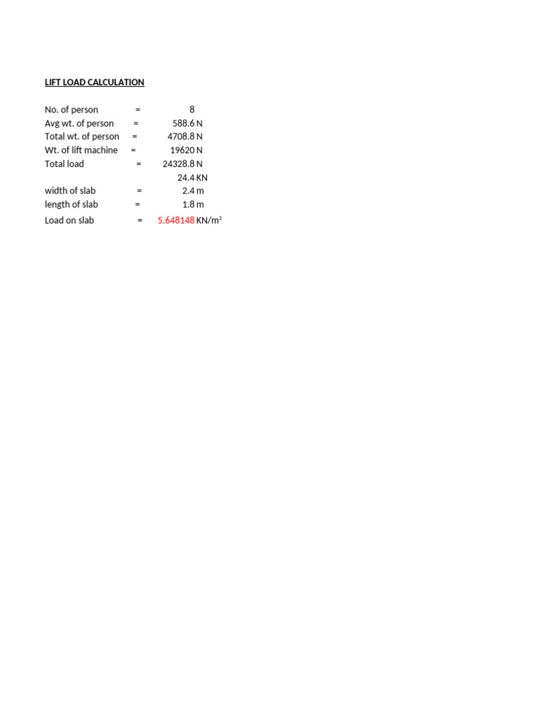 Lift Load Calculation Overview | PDF
