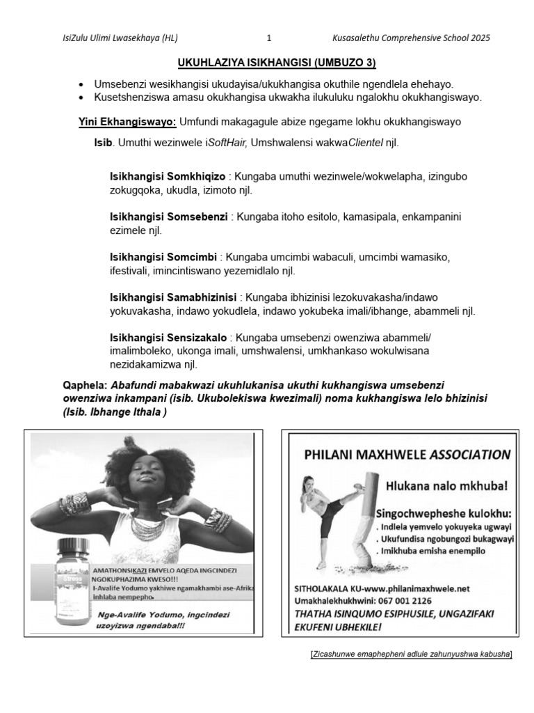 Ukuhlaziya Isikhangisi - 031321 | PDF