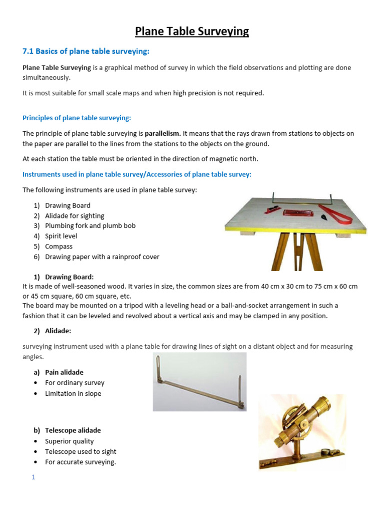 Essentials of Plane Table Surveying | PDF | Surveying | Compass