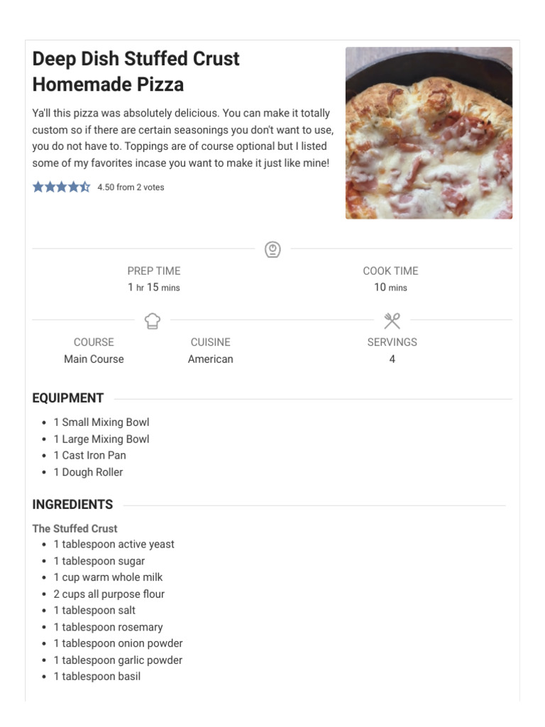 Homemade Deep Dish Stuffed Crust Pizza | PDF | Pizza | European Cuisine