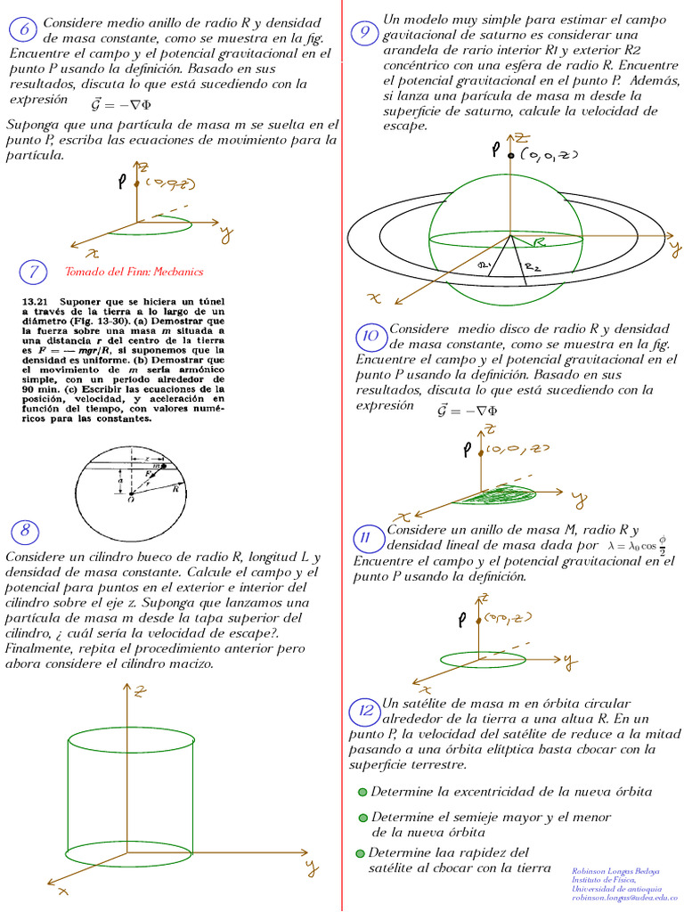 Problemas Campo Gravitacional | PDF | Orbita | Masa