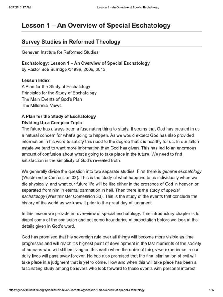 Special Eschatology Sls | PDF