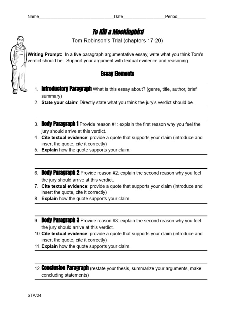 Tom Robinson's Trial Essay Guide | PDF | To Kill A Mockingbird | Essays