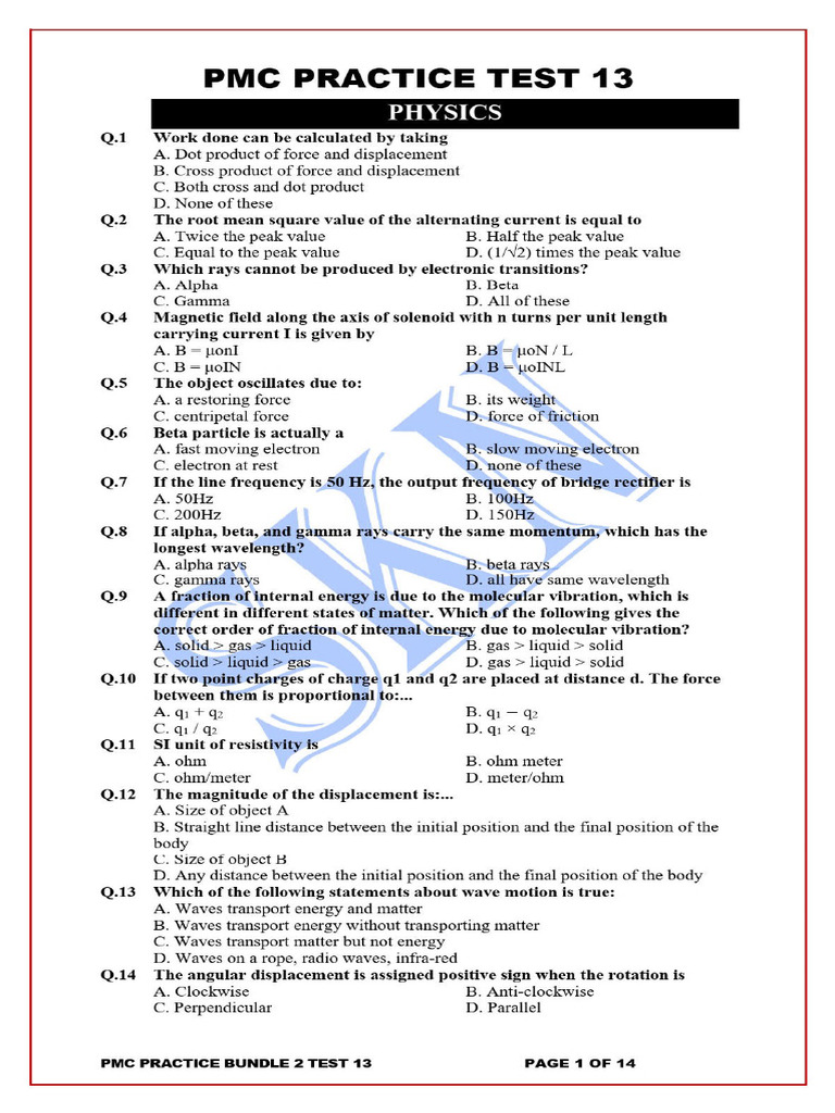 PMC Paid Practice Test 13 Bundle 2 | PDF