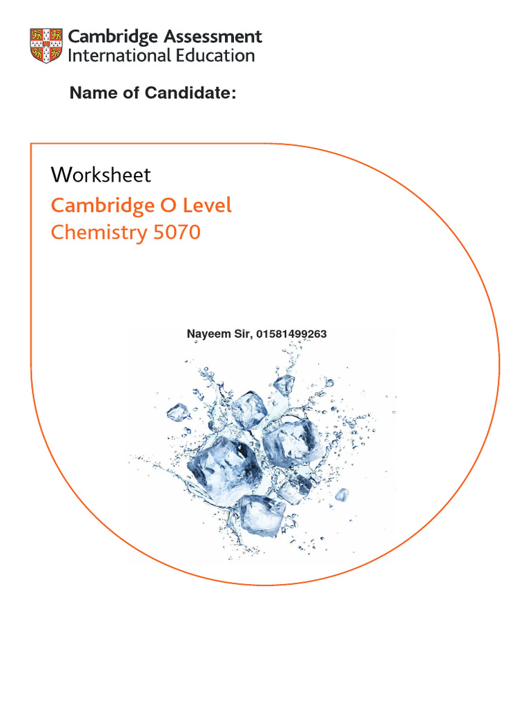 Cambridge O Level Chemistry 5070 Exam Guide | PDF | Ammonium | Hydroxide