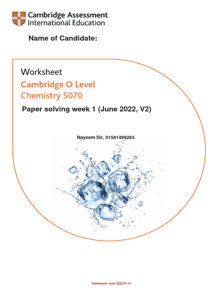 O Level Chemistry Paper Solving Week 1 (June 2024 All Variants of 2 and ...