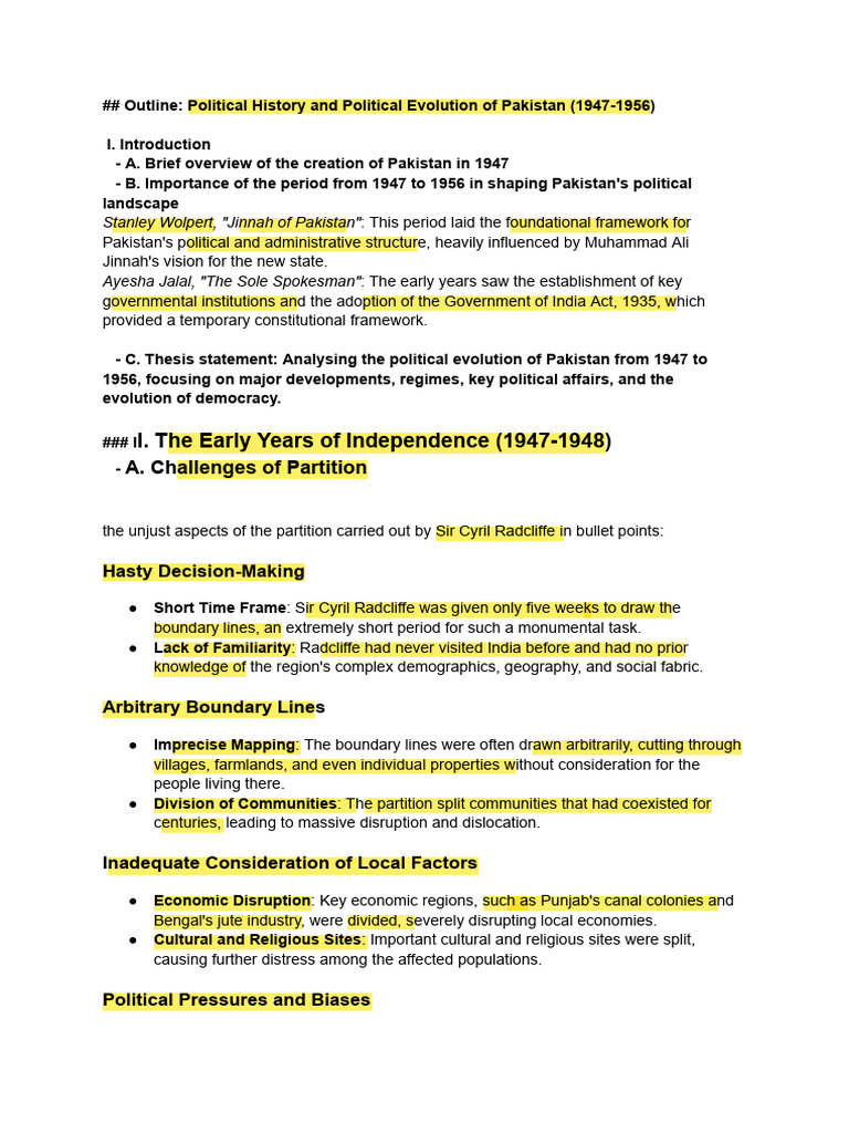 Political History and Political Evolution of Pakistan (1947-1956) | PDF ...