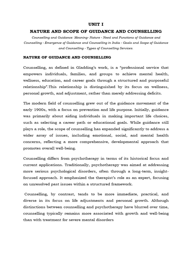 Guidance and Counselling - Notes 1-5-1744692234688 | PDF ...