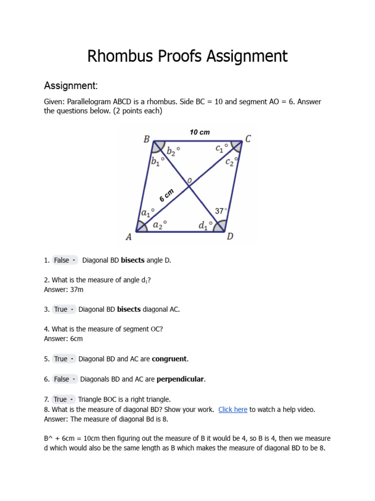 Rhombus Proofs v2 Assignment, Onesty Herrera | PDF