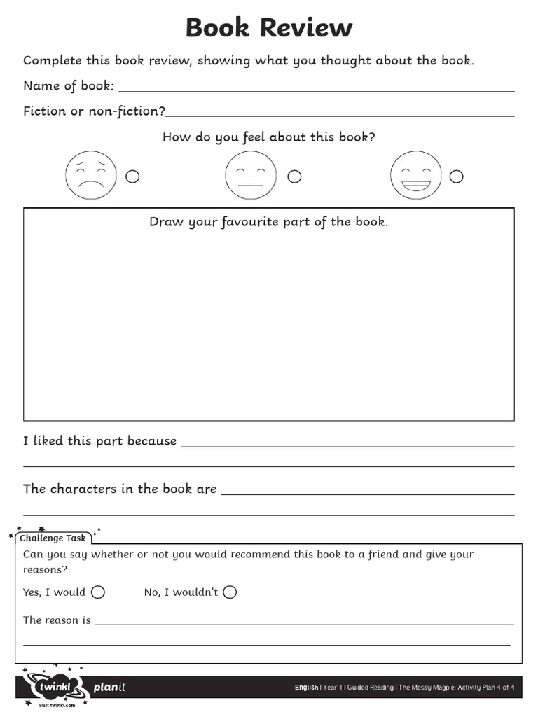 Book Review Activity Sheet | PDF