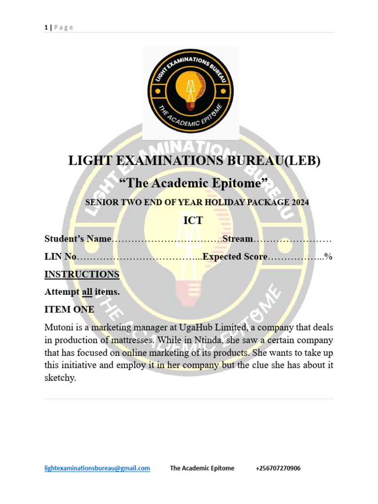 LEB S.2 ICT HOLIDAY PACKAGE 2024 | PDF