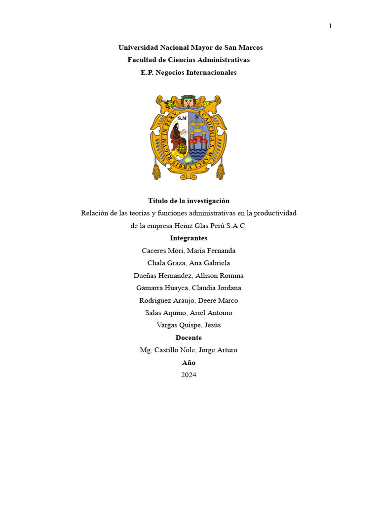 TRABAJO FINAL Caratula | PDF