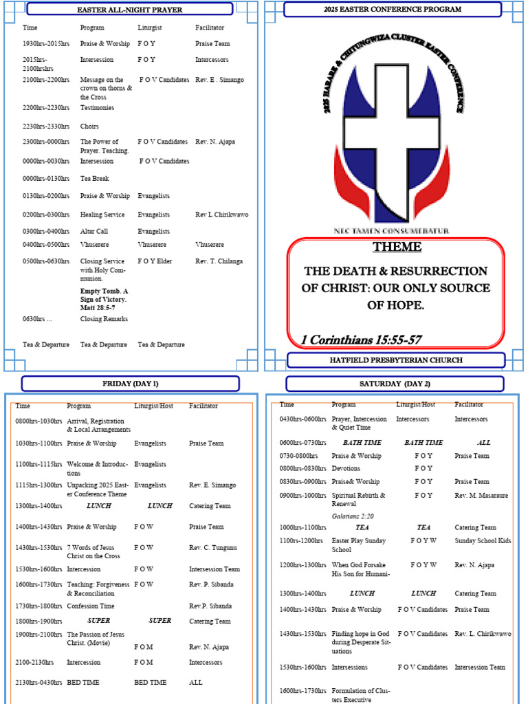 2025 Easter Conference Schedule | PDF | Intercession | Christian ...