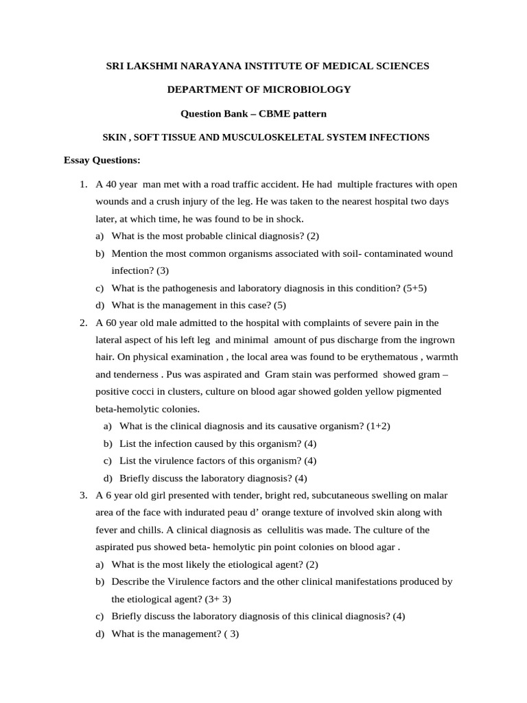 Skin, Soft Tissue and Musculoskeletal System Infection | PDF ...