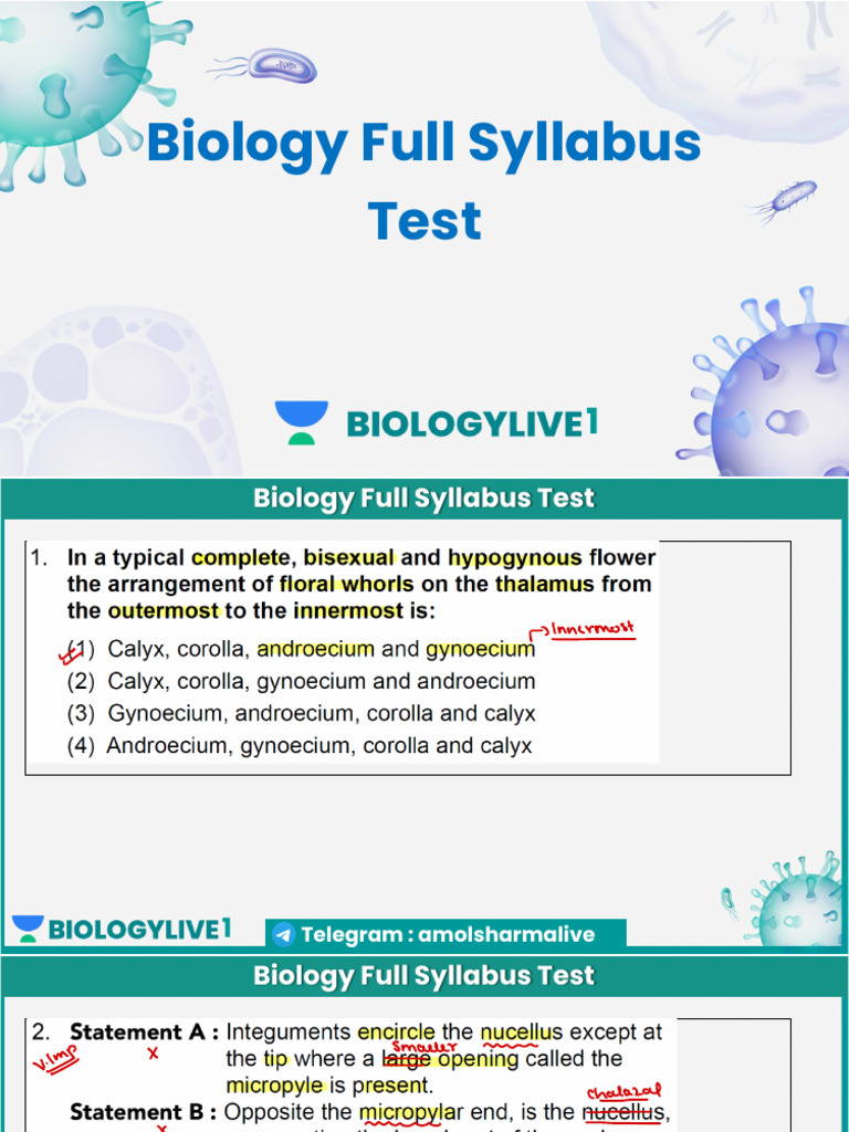 Biology Full Syllabus Test 2 | PDF | Life Sciences | Biology