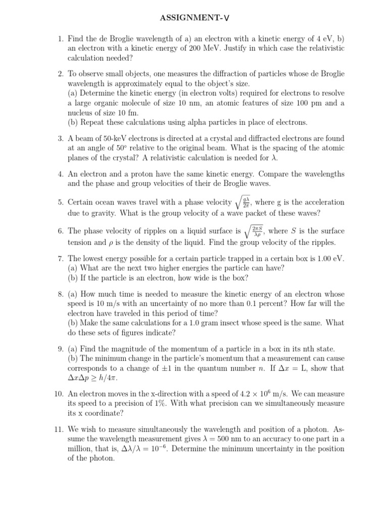 Assignment 5 | PDF | Electron | Electronvolt