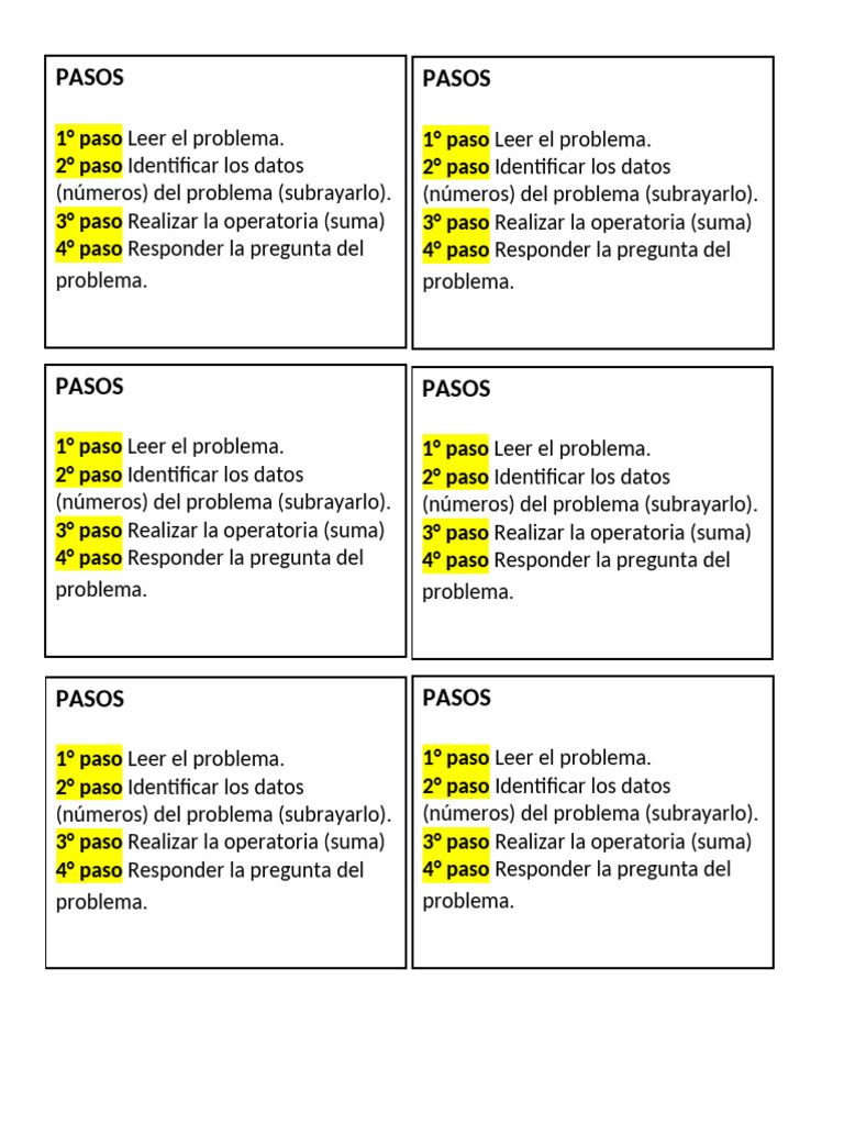 Pasos para Resolver Problemas de Suma | PDF