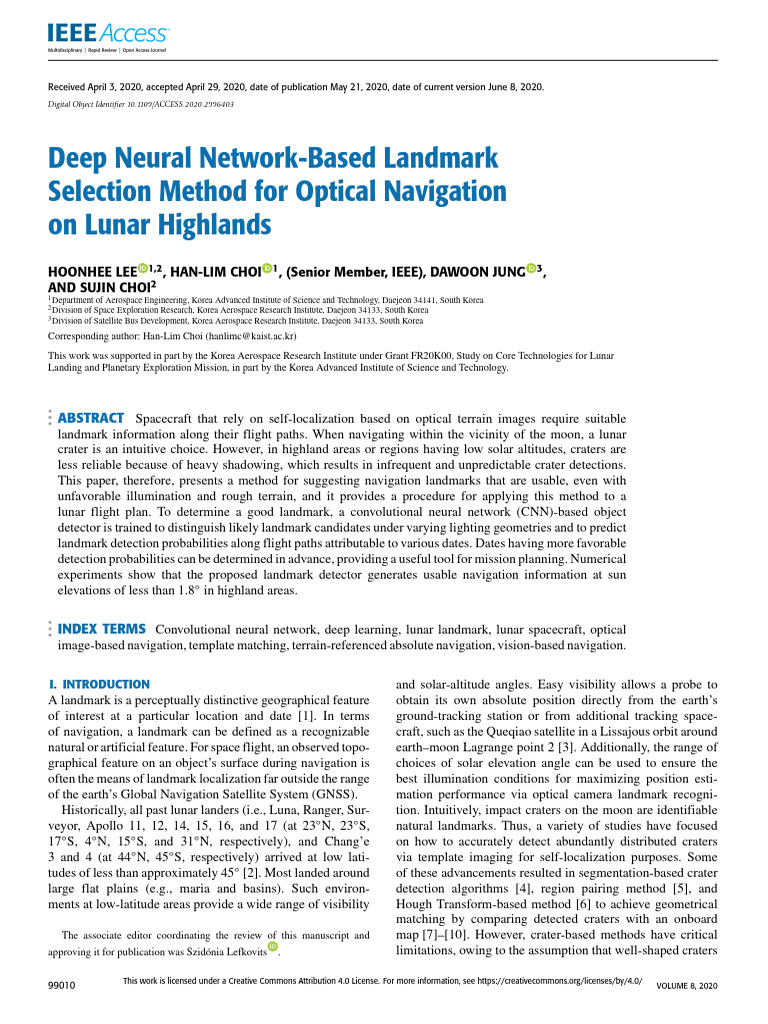 Deep Neural Network-Based Landmark Selection Method For Optical Navigation On Lunar Highlands ...