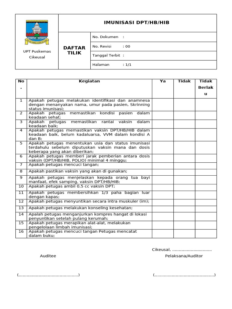DAFTAR TILIK PENTABIO | PDF