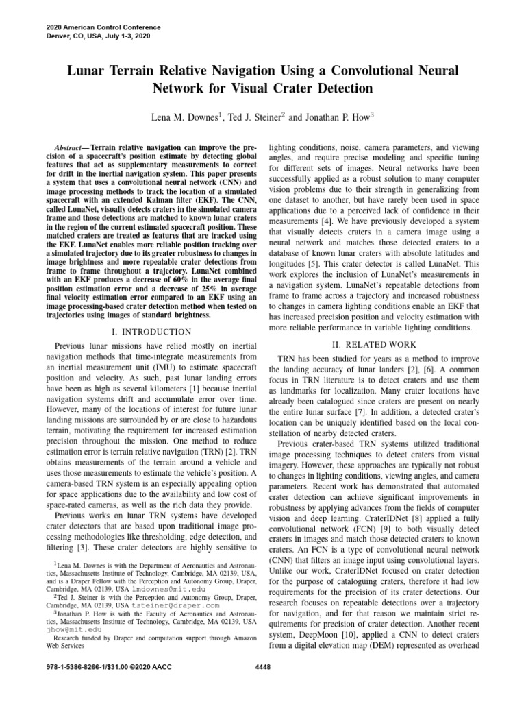 Lunar Terrain Relative Navigation Using A Convolutional Neural Network For Visual Crater