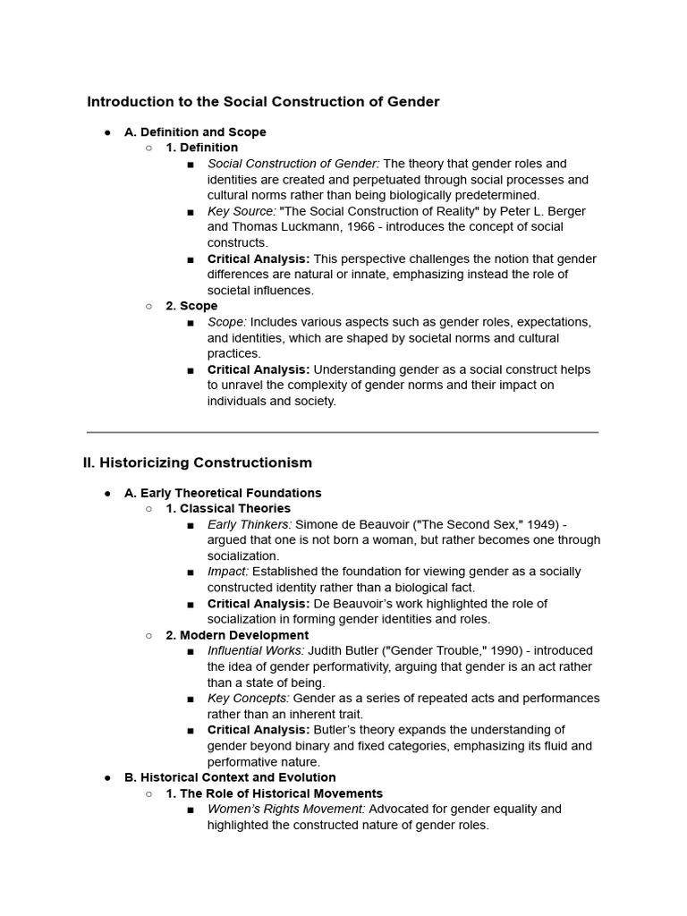 Introduction To The Social Construction of Gender | PDF | Gender ...