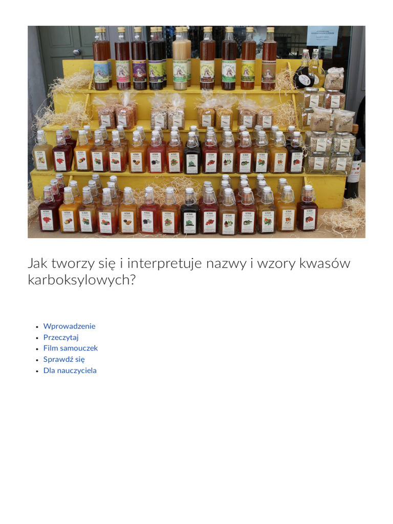 Jak Tworzy Sie I Interpretuje Nazwy I Wzory Kwasow Karboksylowych | PDF