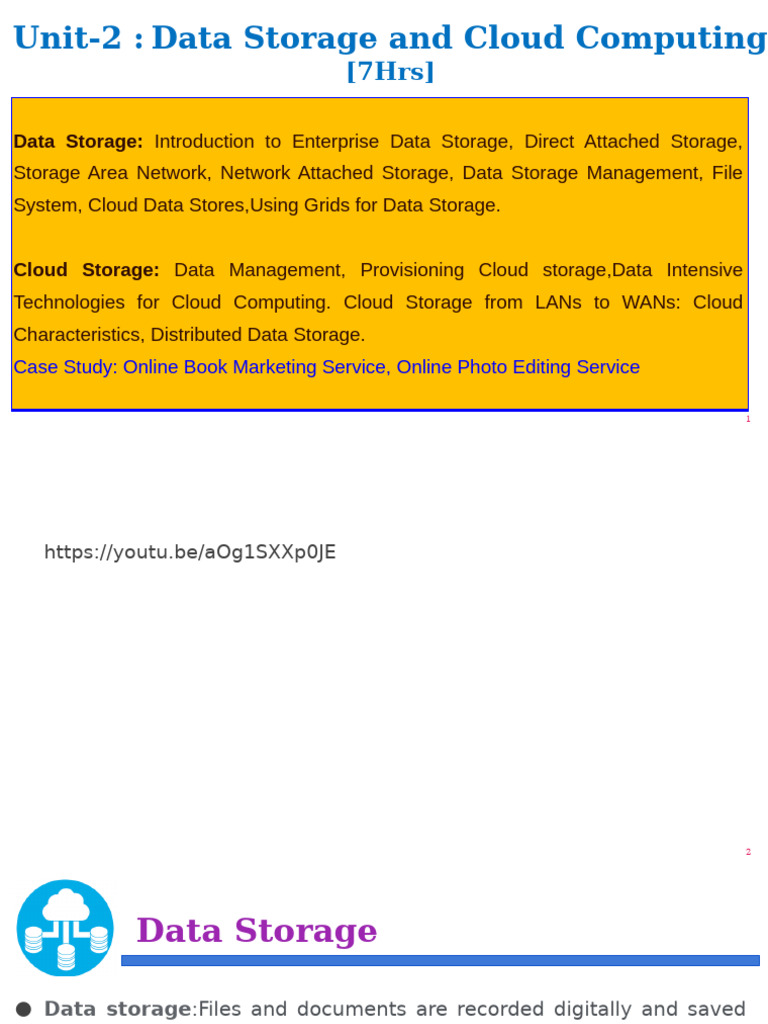 Unit - 2 - Data Storage and Cloud Computing | PDF | File System | Cloud Computing