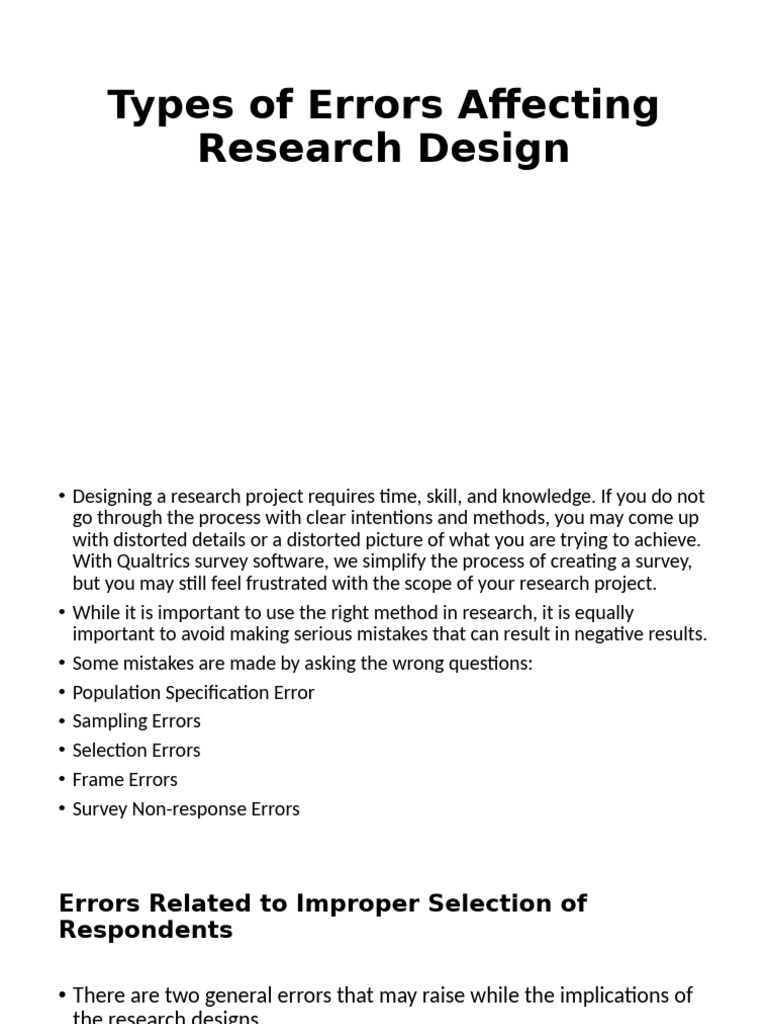 Types of Errors Affecting Research Design | PDF | Sampling (Statistics ...