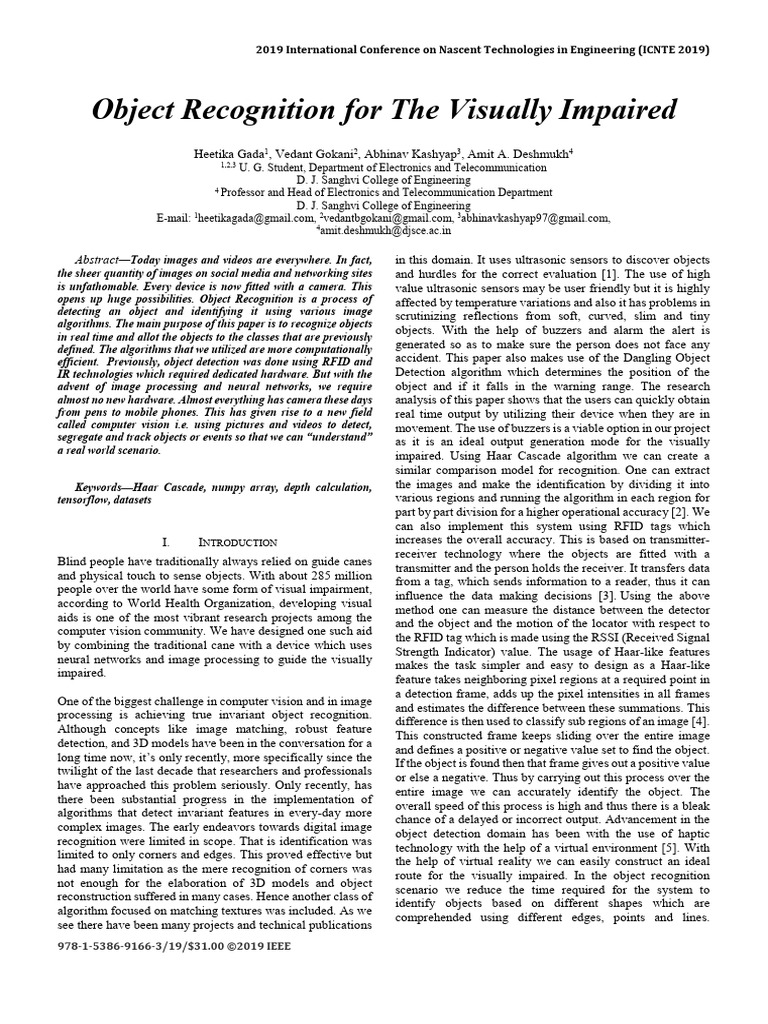 Object Detection Research Paper | PDF | Camera | Computer Vision