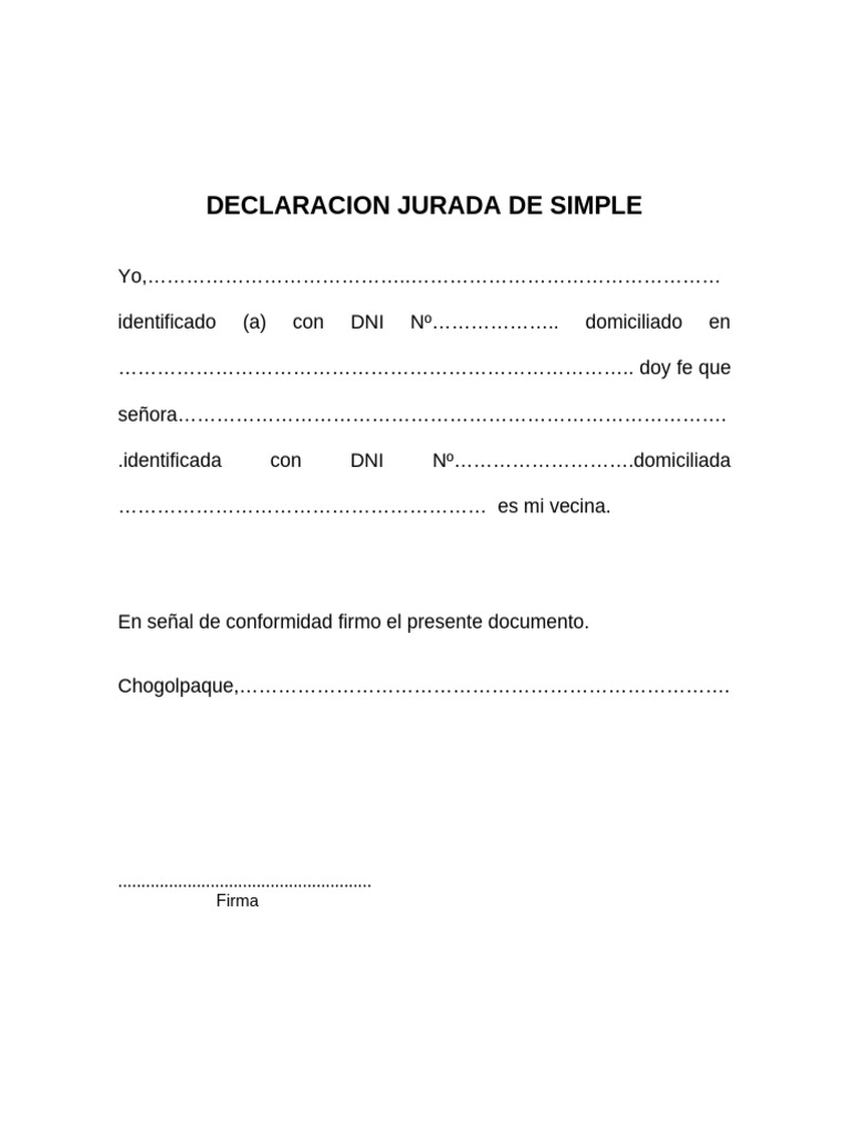 Declaracion Jurada SIMPLE de Domicilio (1) | PDF