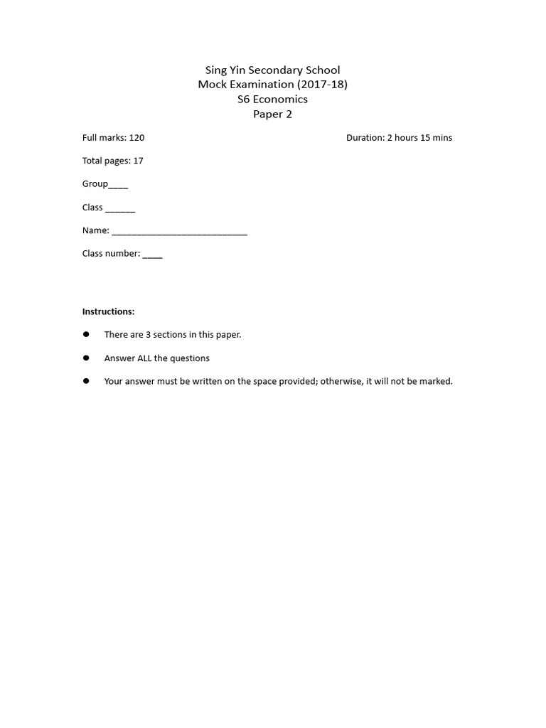 f6 Econ Mock Paper2 Question Paper | PDF | Real Interest Rate | Economics