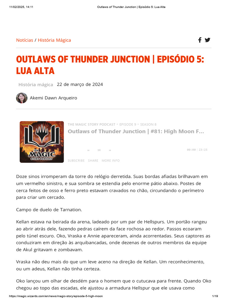 Outlaws of Thunder Junction - Episódio 5 - Lua Alta | PDF | Dragão