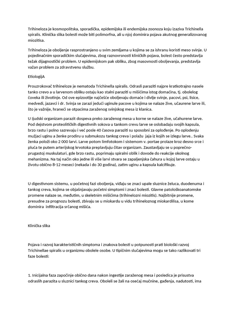 Trihineloza | PDF