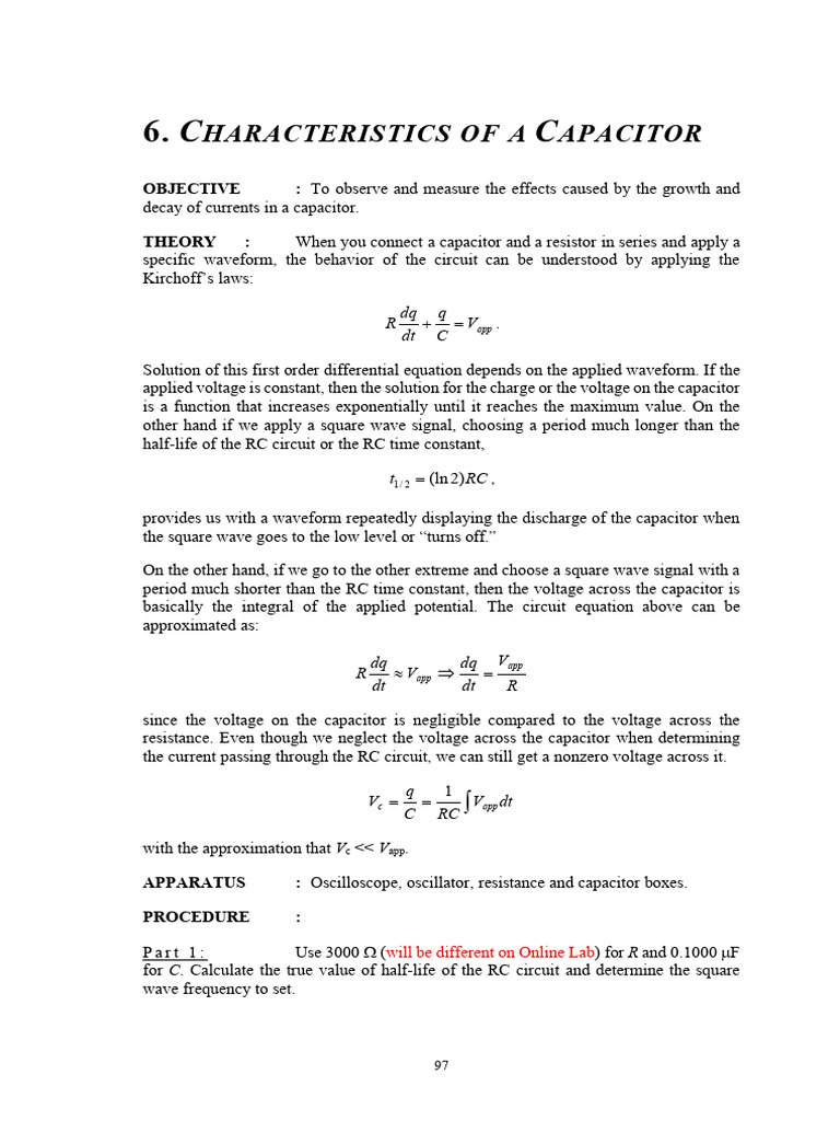 Phys 201-LabBook-sayfalar-97-110 | PDF | Capacitor | Voltage