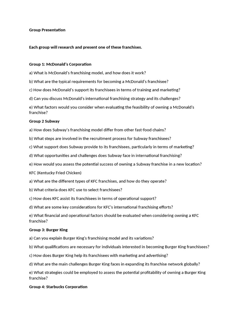 Fast Food Franchise Models Explained | PDF | Franchising | Mc Donald's