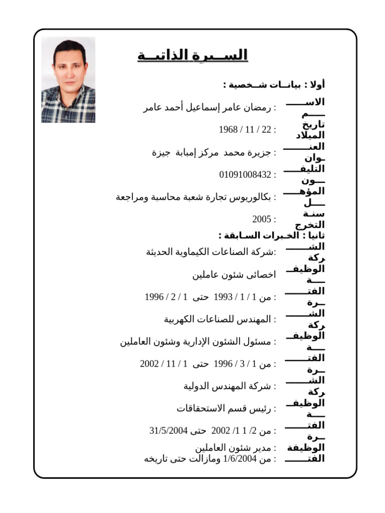 رمضان عامر CV Arabic | PDF