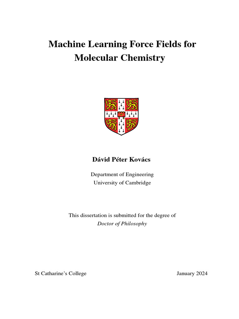 PHD - dpk25 - Machine Learning Force For Molecular Chemistry | PDF | Force Field (Chemistry ...
