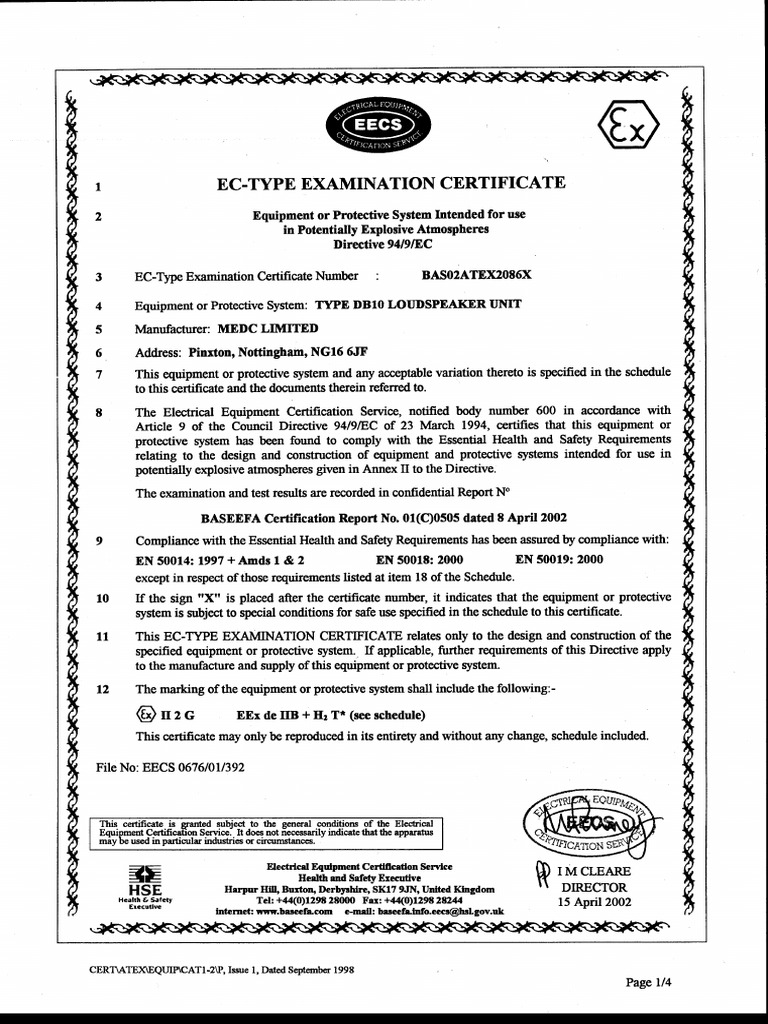 Baseefa 02atex2086x | PDF