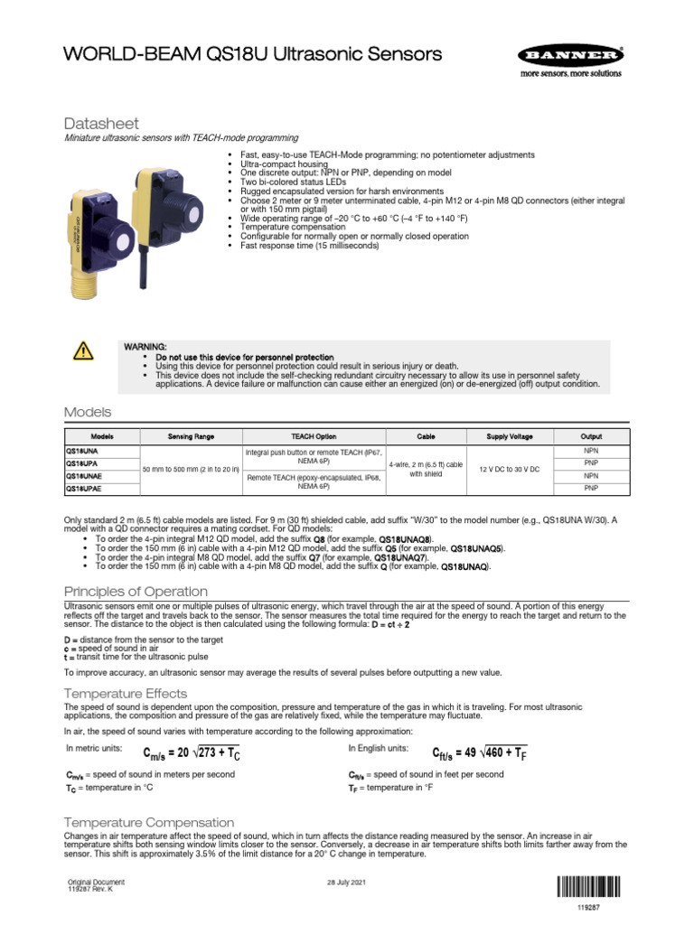 119287-3078750 Sensor Banner | PDF | Sensor | Bipolar Junction Transistor