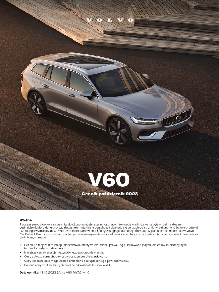 Cennik Volvo V60 MY25 23W41 1610v10 | PDF
