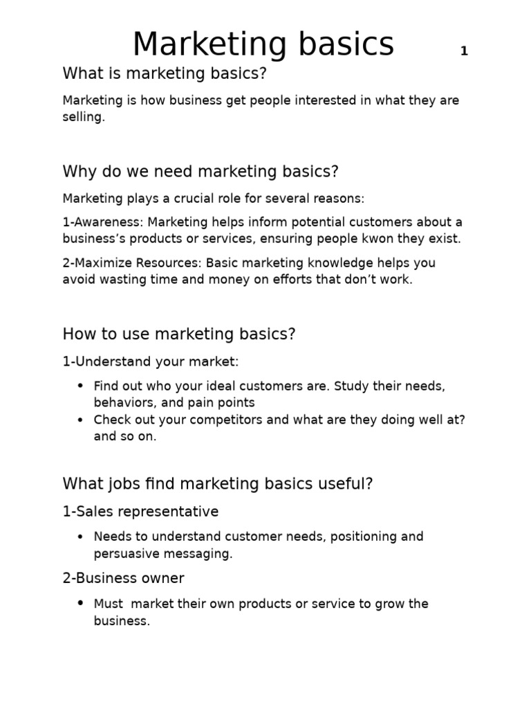 Introduction to Marketing Basics | PDF