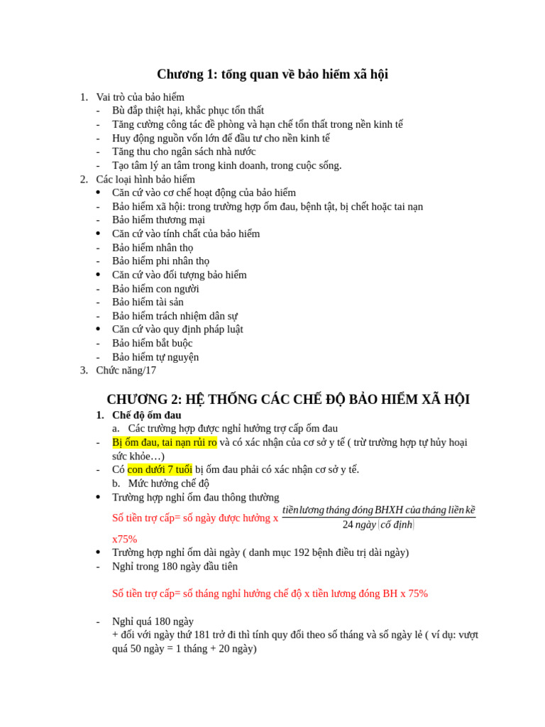 ÔN TẬP BHXH | PDF