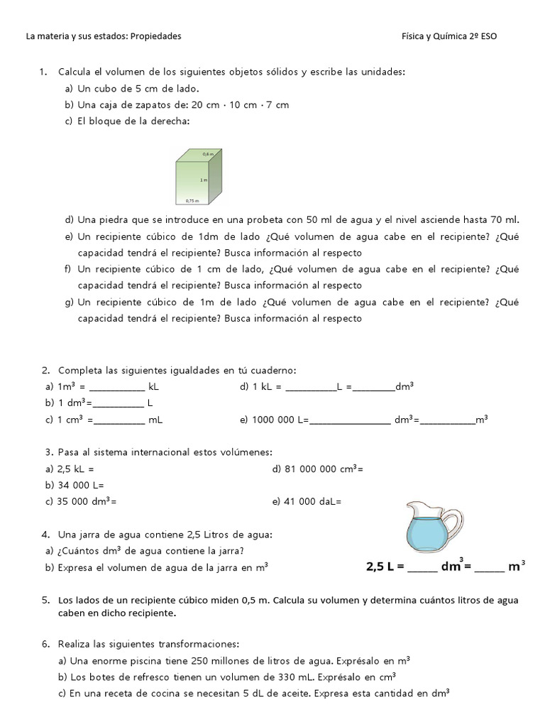Hoja 3 | PDF | Volumen | Densidad