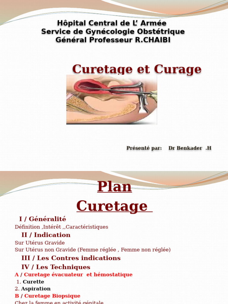 Curetage et curage - Dr Ikhlef++++ | PDF | Utérus | Spécialités médicales