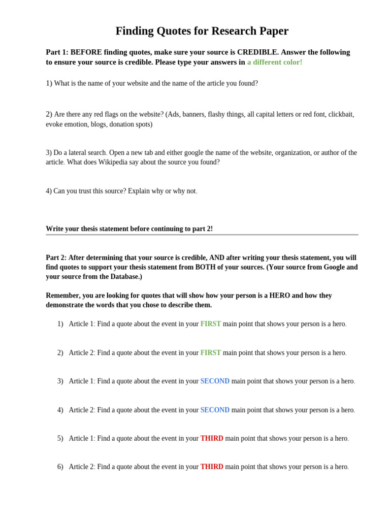 Quotes For Research Paper | PDF