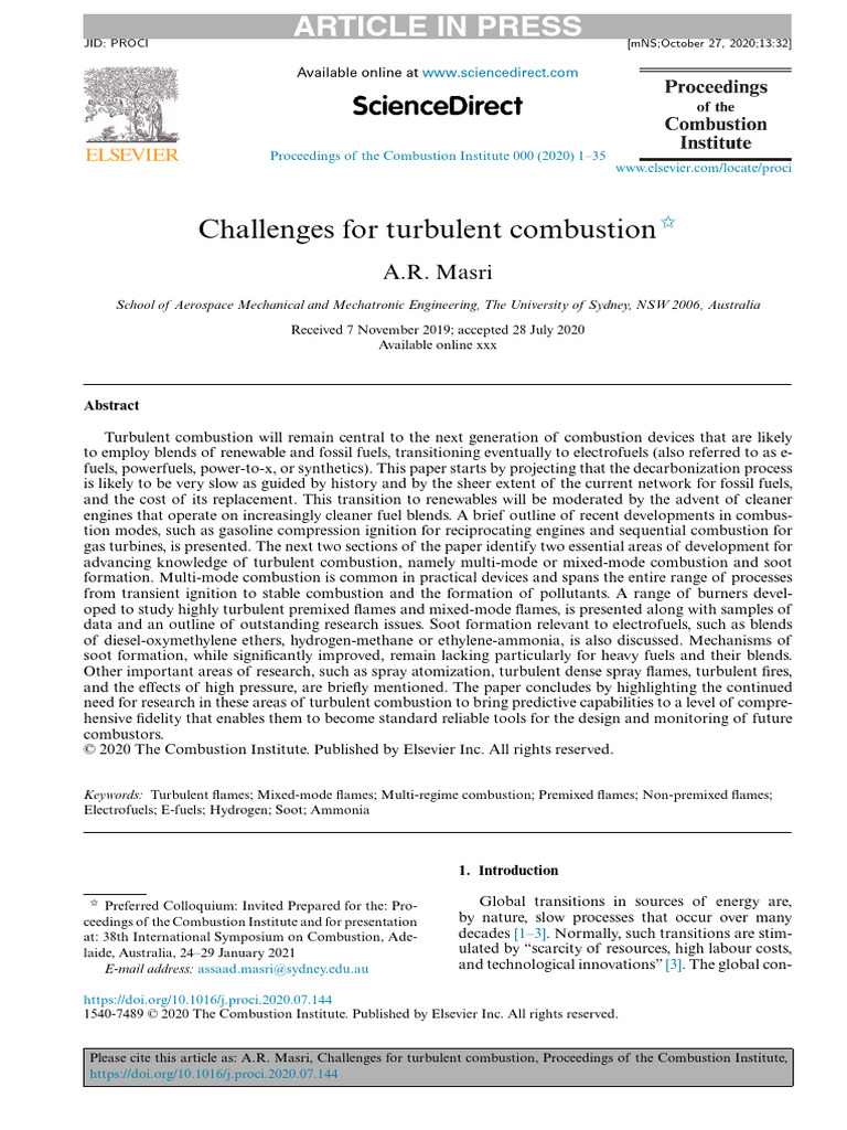10.1016@j.proci.2020.07.144 | PDF | Combustion | Diesel Engine