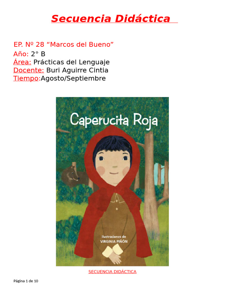 Secuencia Didáctica: Caperucita Roja 2° B | PDF | Caperucita Roja