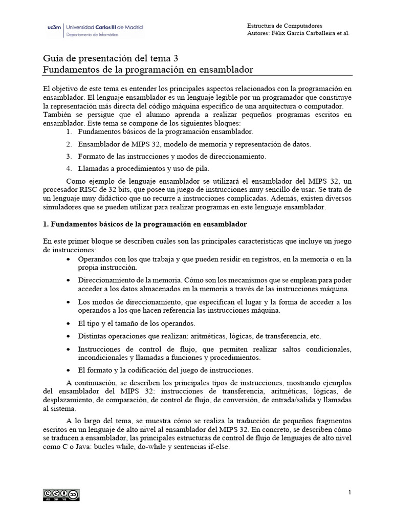 Fund. Prog. Ensamblador | PDF | Lenguaje ensamblador | Lenguaje de programación